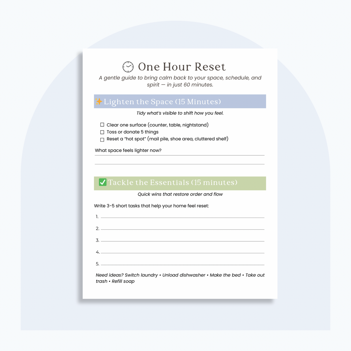 One Hour Reset - Printable PDF – Neat Living Shop