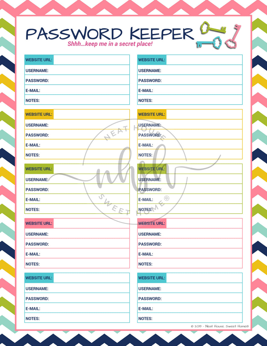 Editable Password Keeper • Password Log Template – Neat Living Shop