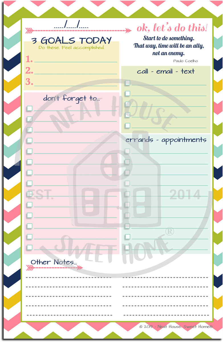 Small To-Do List - Mini Neat To-Do List™ - Junior Size 5.5 x 8.5 inch ...
