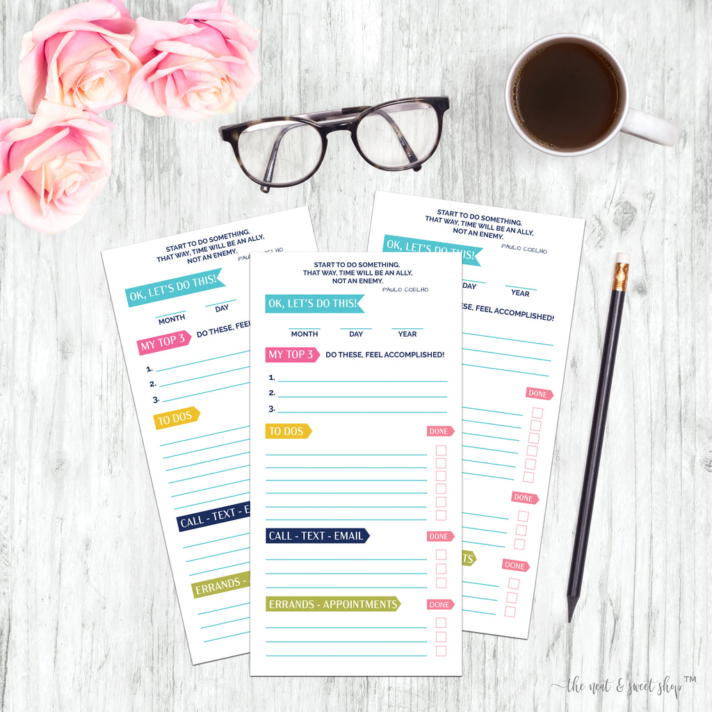 Daily Goals, To-Dos, and Errands List • Printable 3.5x7 inches – Neat ...
